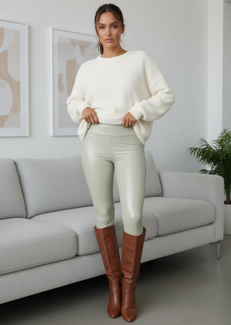Beige Wet look PVC Pants – Saint Lori Boutique